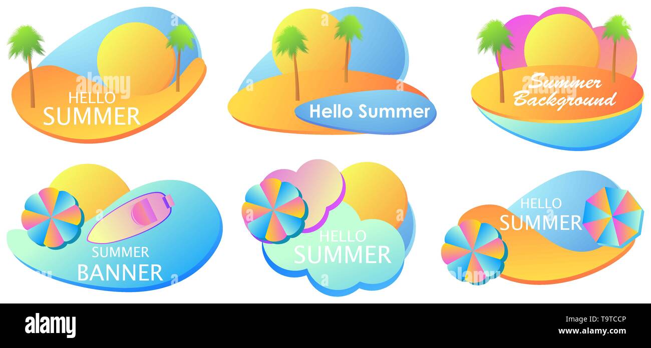 Summer liquid gradient banner set. Colorful fluid shapes isolated on ...