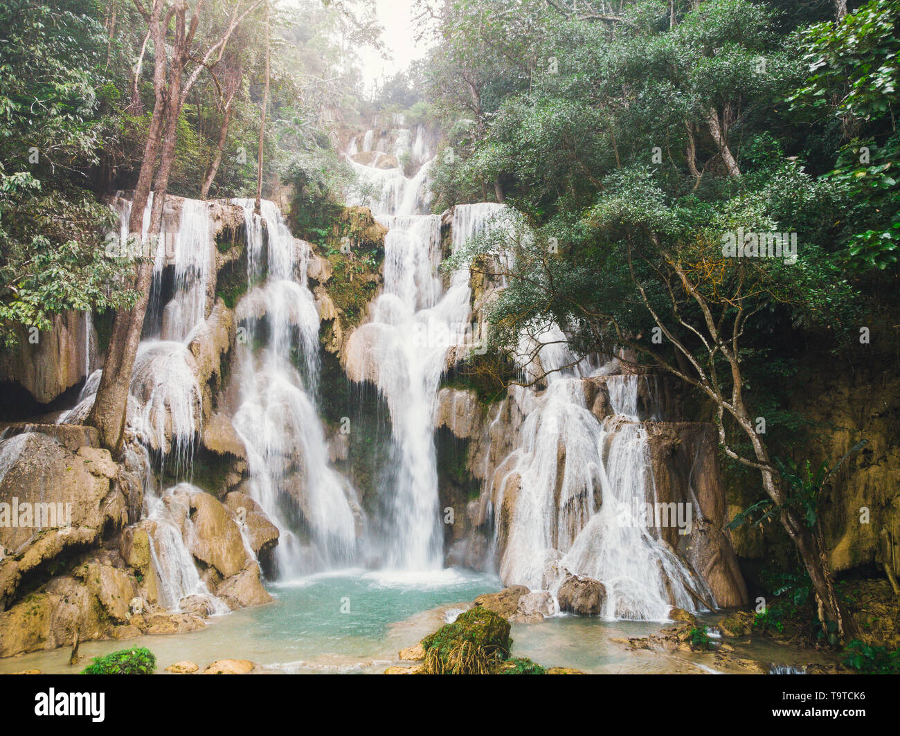 The Kuang Si Falls or known as Tat Kuang Si Waterfalls. These ...