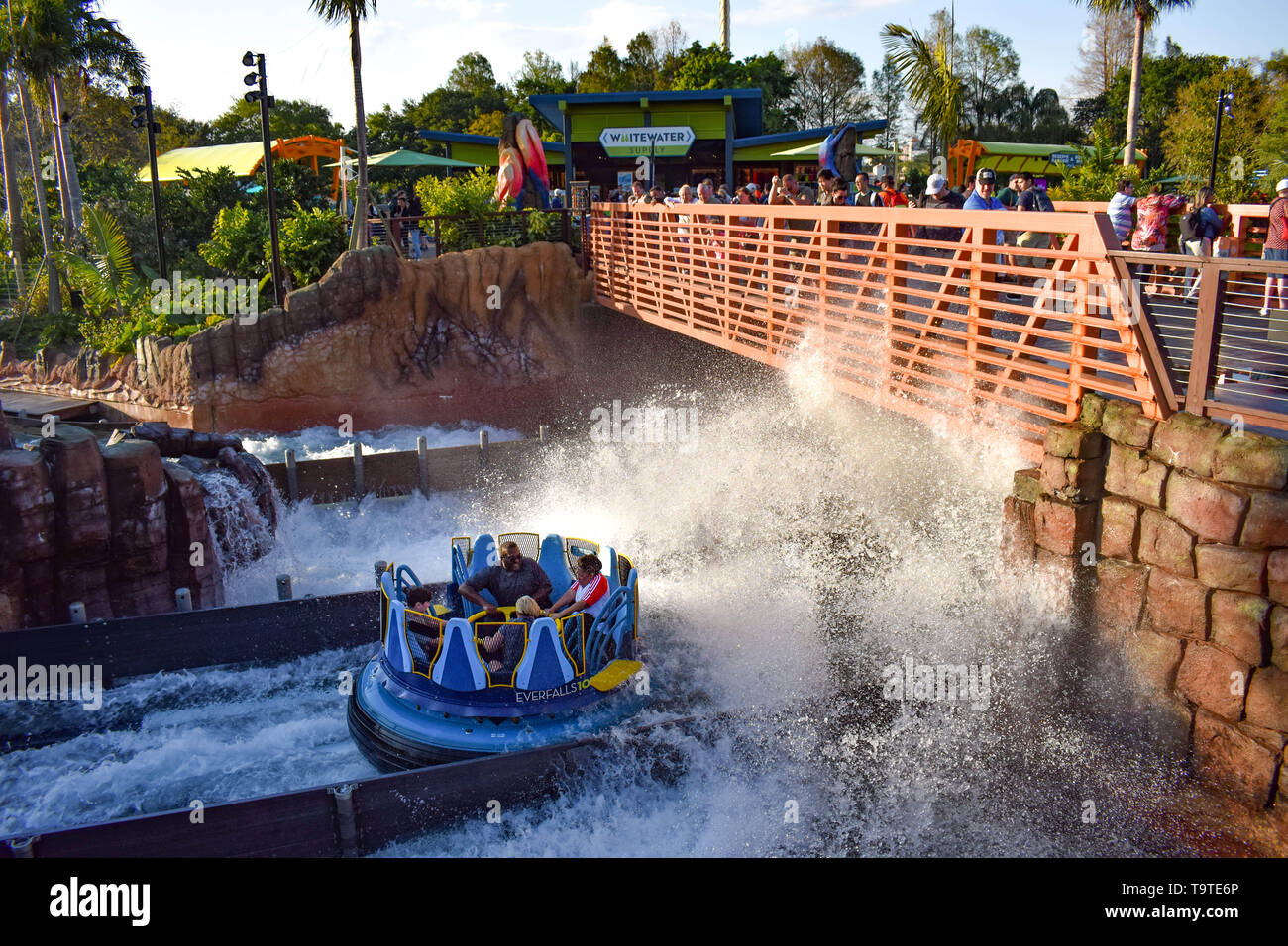 Orlando, Florida. March 09, 2019 People having fun Infinity Falls ...