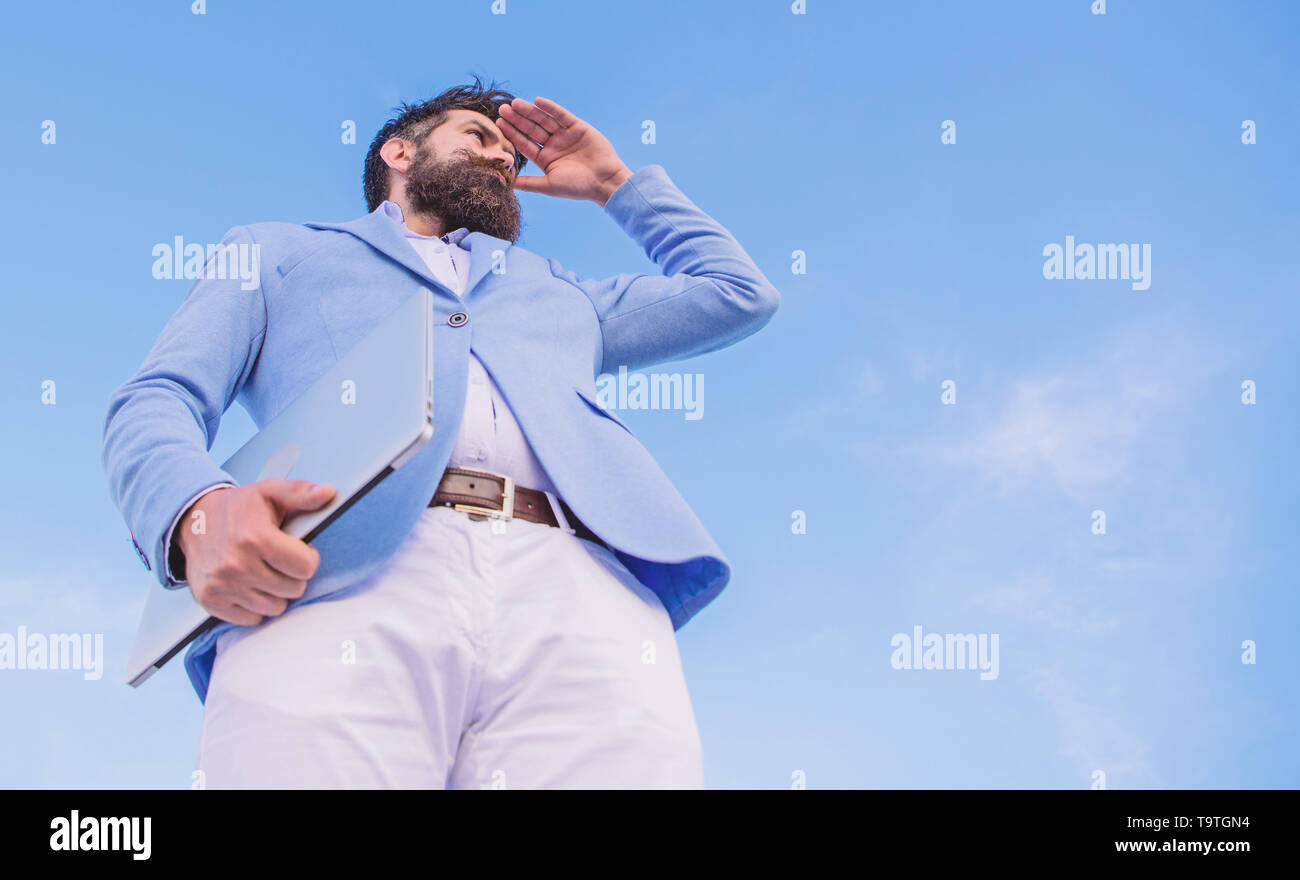 Man formal suit manager looking direction. Developing business ...