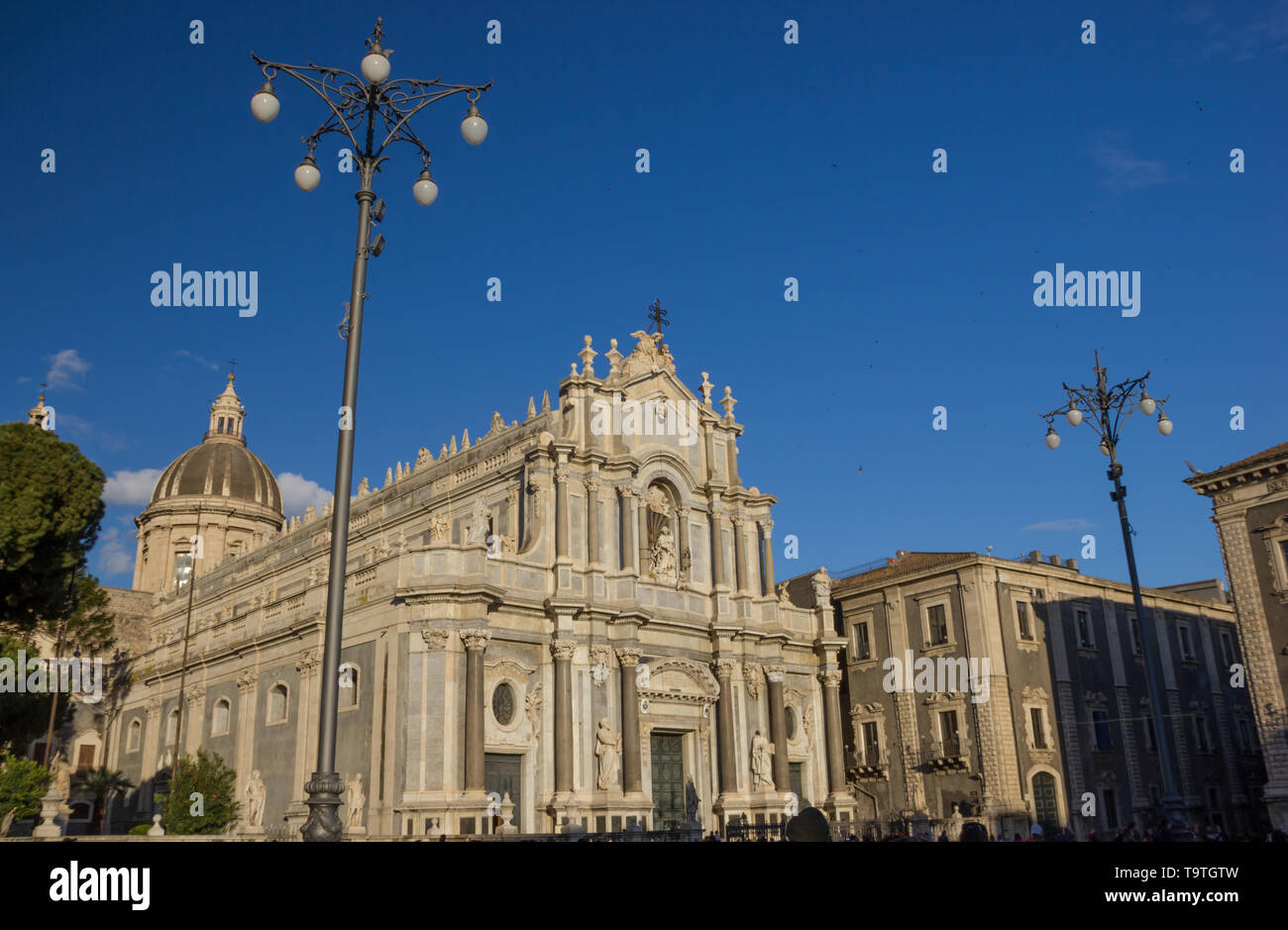 Catania baroque symbol, historical cathedral square, marble decorations ...