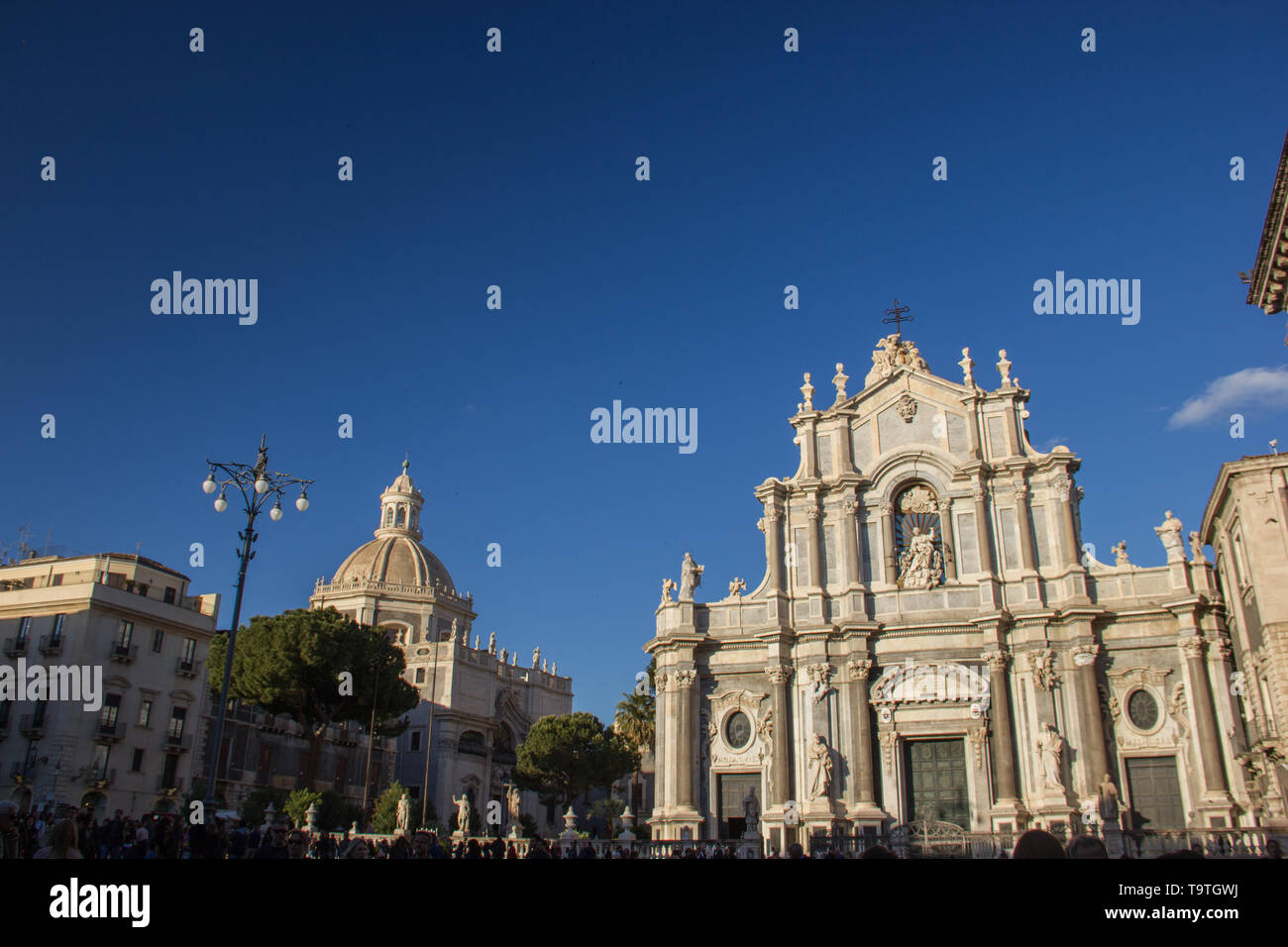 Catania baroque cathedral square, historic architecture, old basilica ...