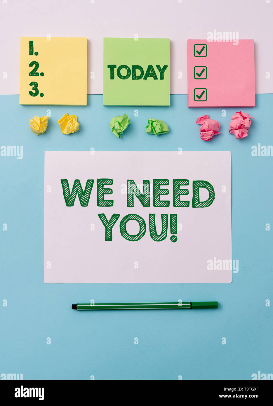 Writing note showing We Need You. Business concept for asking someone ...