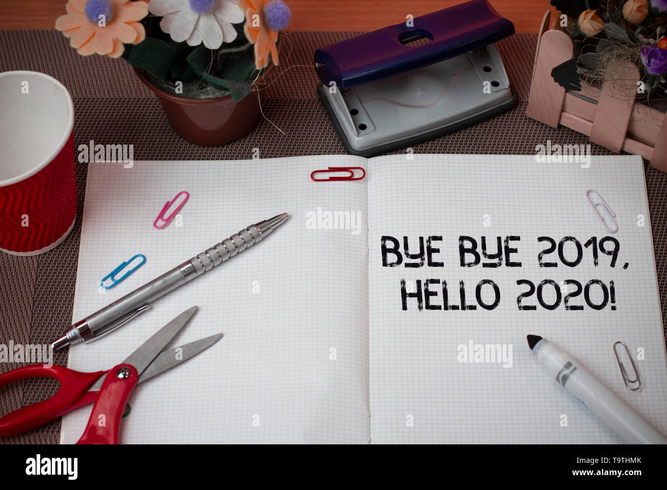 Handwriting text Bye Bye 2019 Hello 2020. Conceptual photo saying ...