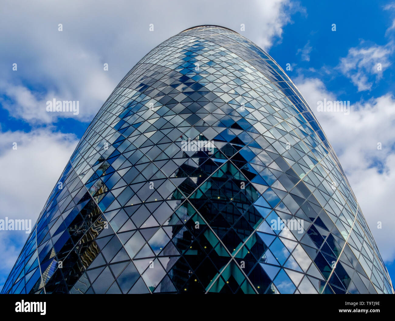 London, England, Aug 2018, close up of The Gherkin building in London's ...