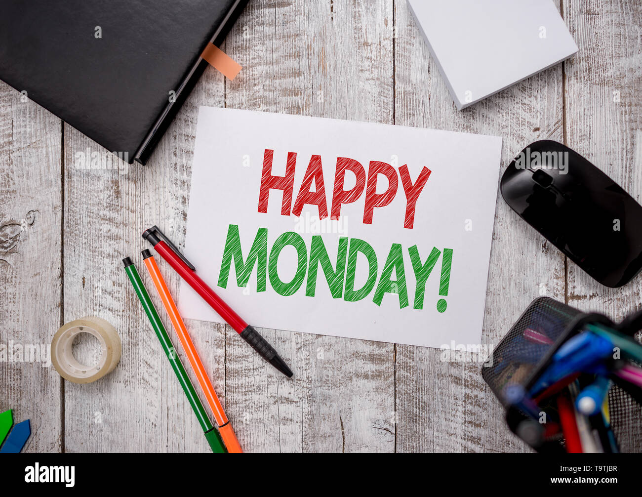 Writing note showing Happy Monday. Business concept for telling that ...