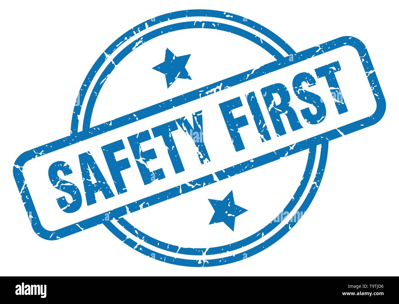 safety first round vintage grunge stamp Stock Vector Image & Art - Alamy