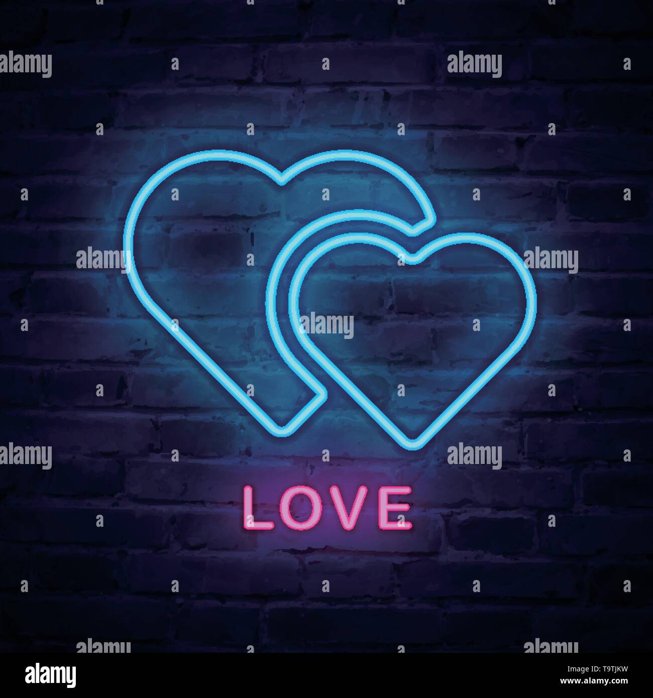 Vector illuminated neon light icon sign heart love. Ideal for both ...