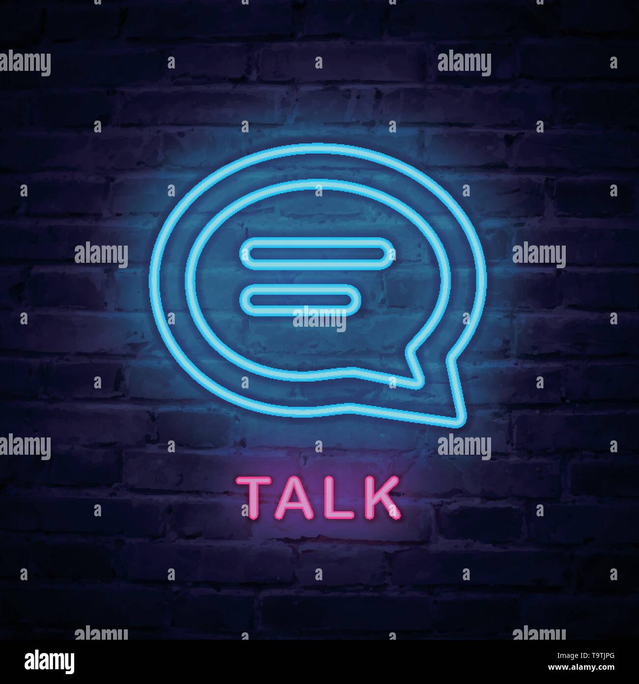 Vector illuminated neon light icon sign dialog frame. Ideal for both ...