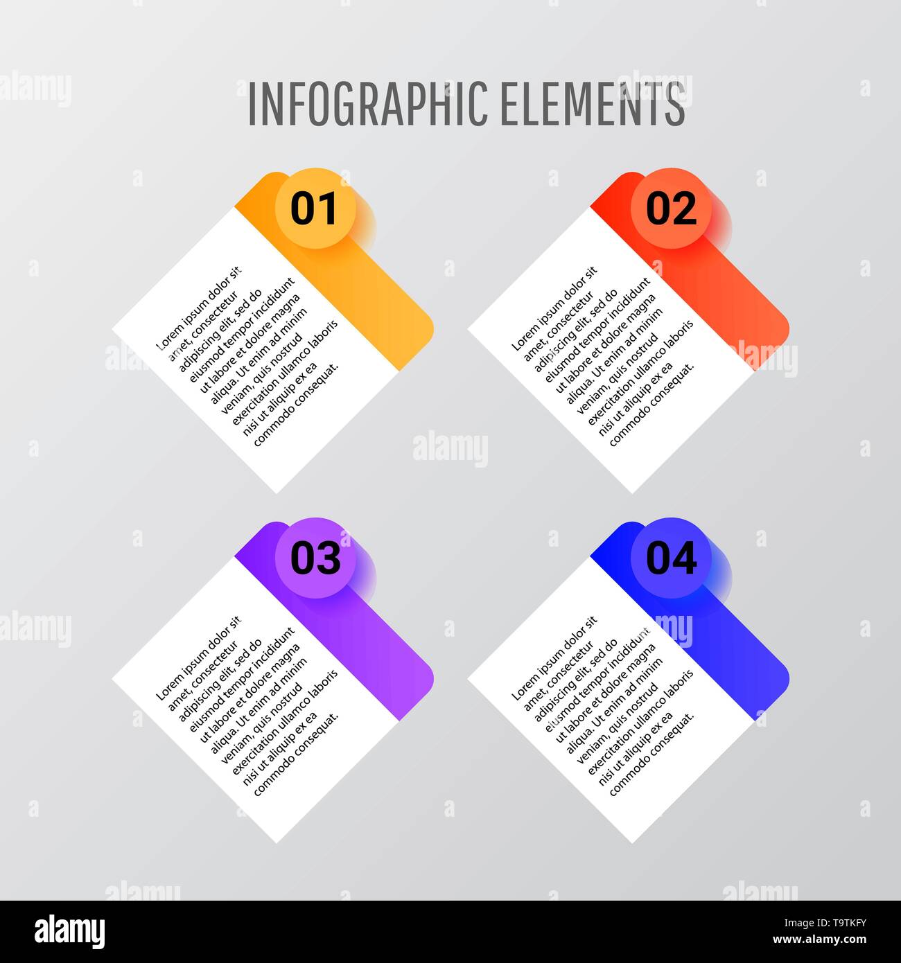 Creative infographic template with colorful round elements, pointers ...