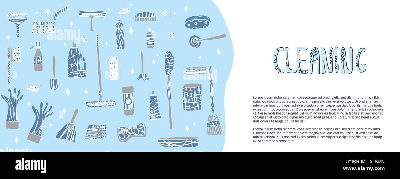 Cleaning tools. Vector set of cleaning equipment. Collection of ...