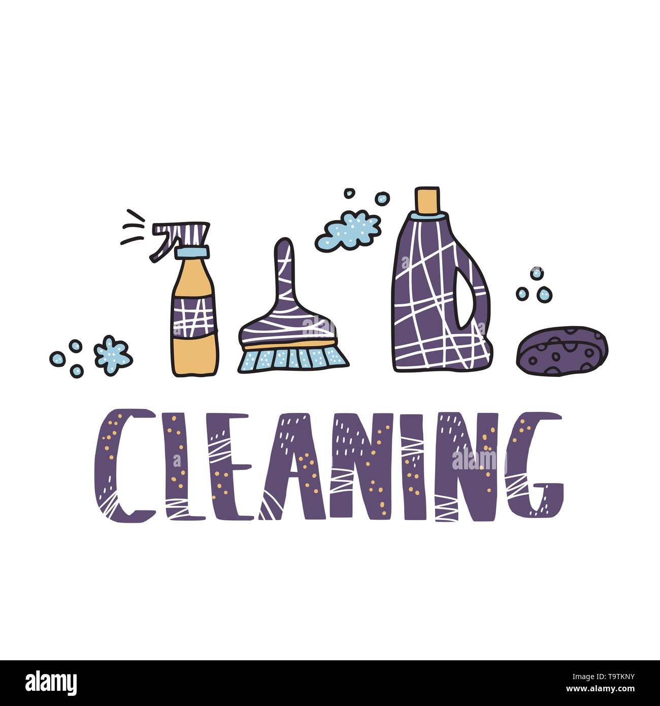 Cleaning tools. Vector set of cleaning equipment. Collection of ...