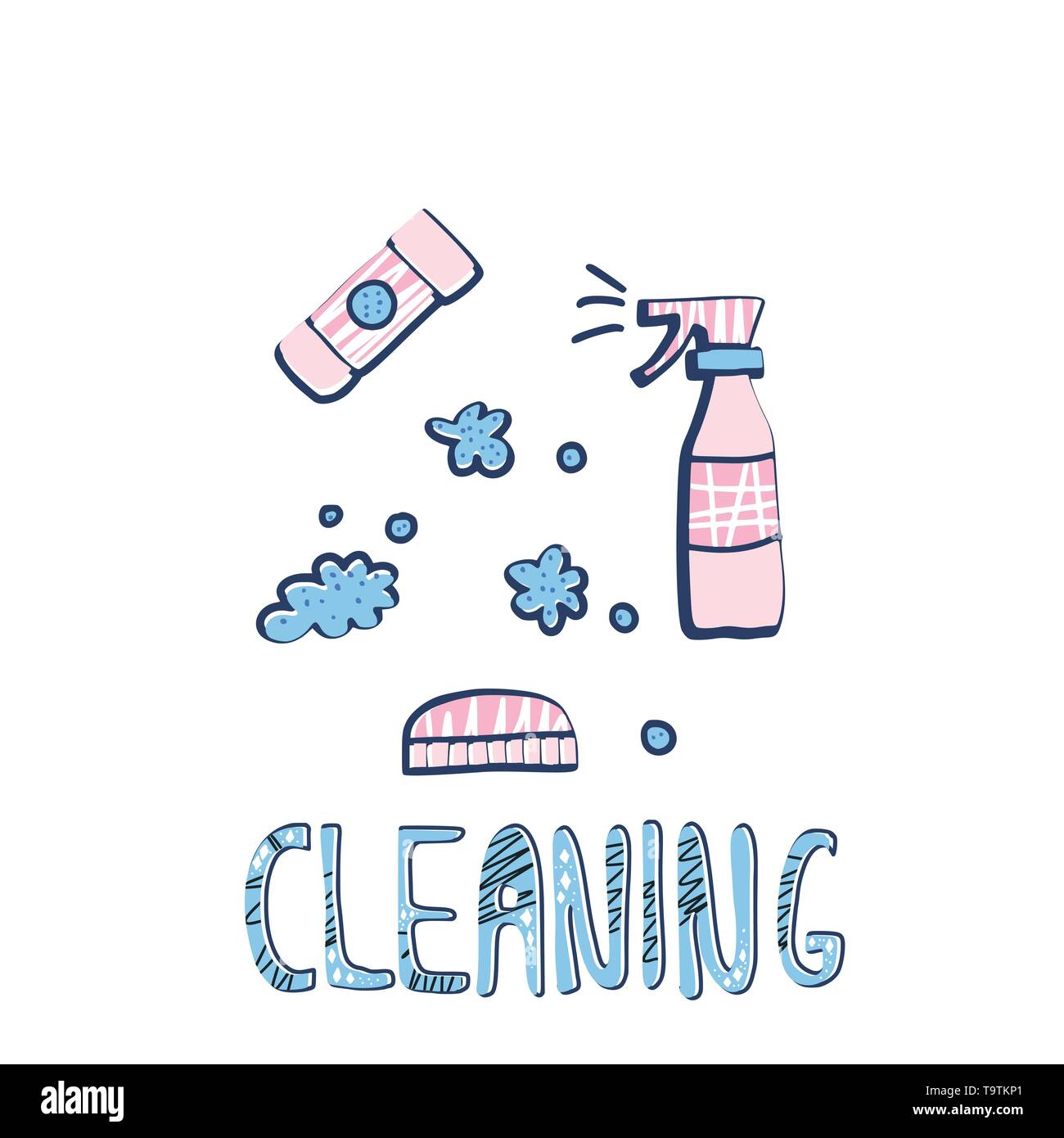 Cleaning tools. Vector set of cleaning equipment. Collection of ...