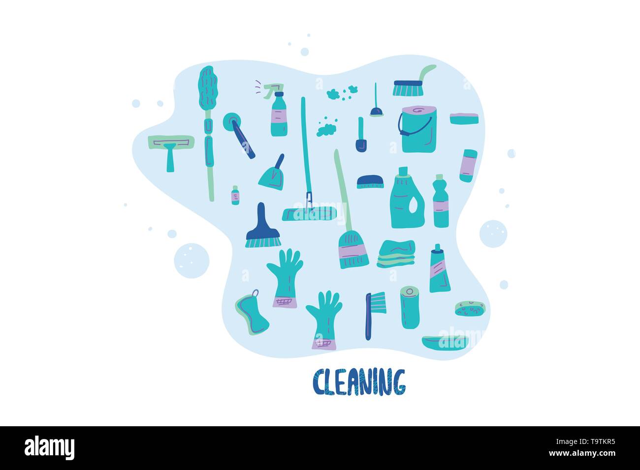 Cleaning tools. Vector set of cleaning equipment. Collection of ...
