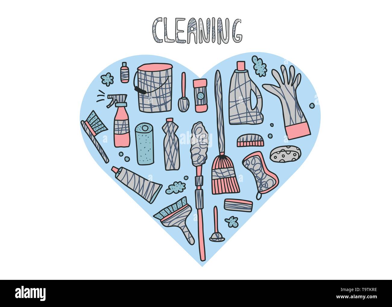 Cleaning tools. Vector set of cleaning equipment. Collection of ...