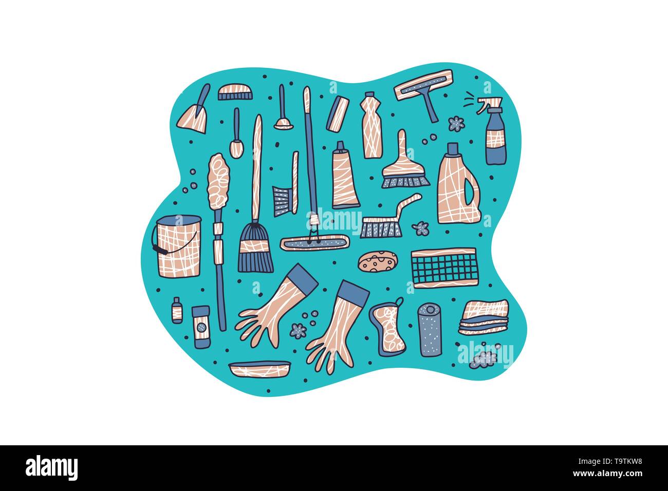 Cleaning tools. Vector set of cleaning equipment. Collection of ...