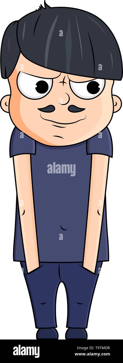 Cute cartoon young man with smug emotions. Vector illustration Stock ...