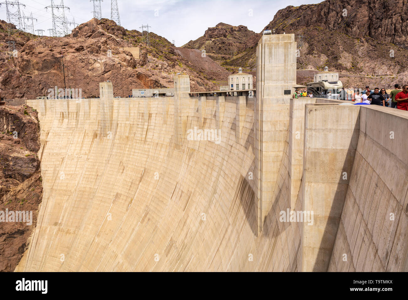 Hoover Dam, a concrete arch-gravity dam located on the Nevada and ...