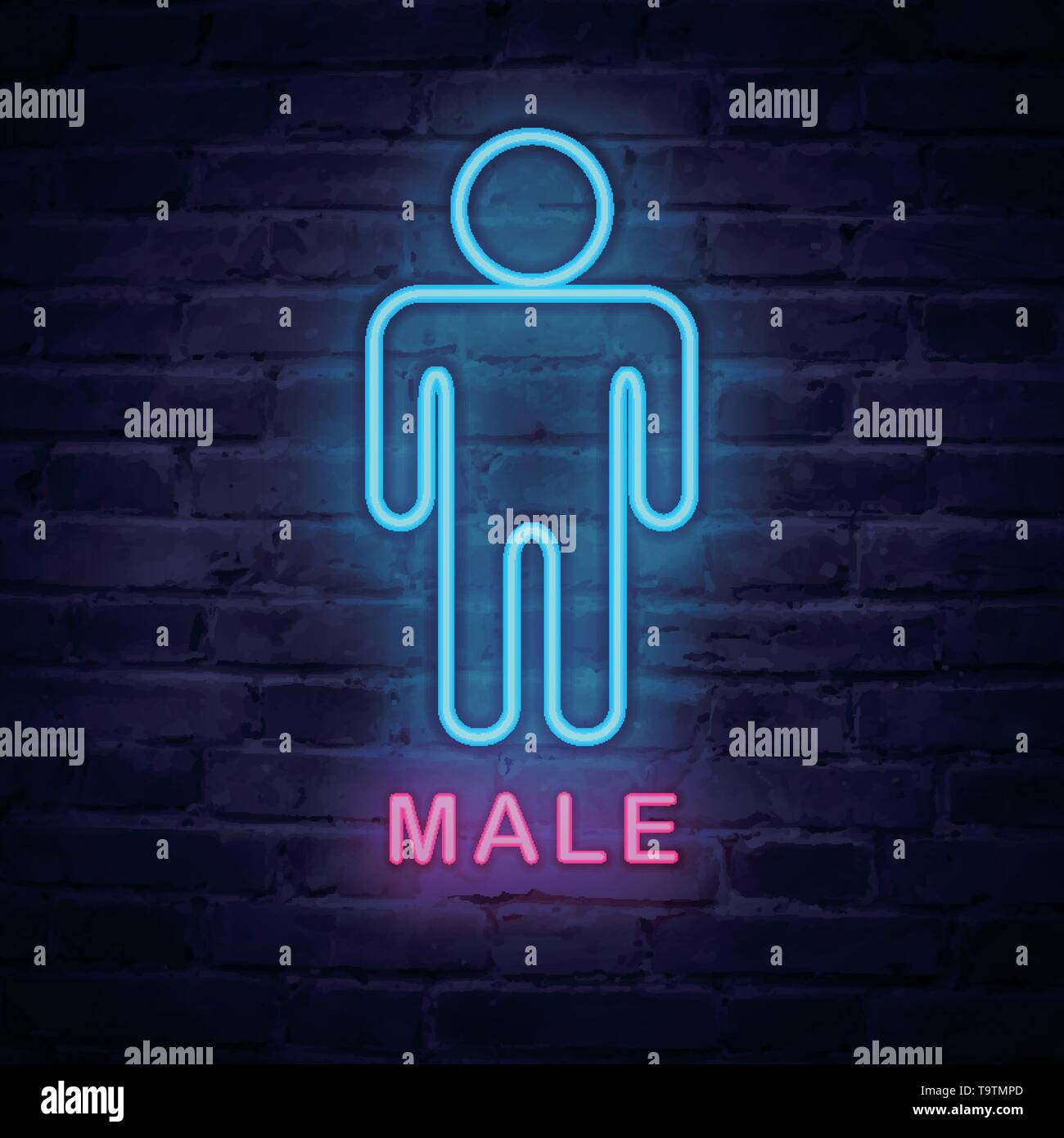 Vector illuminated neon light icon sign human man people male. Ideal ...