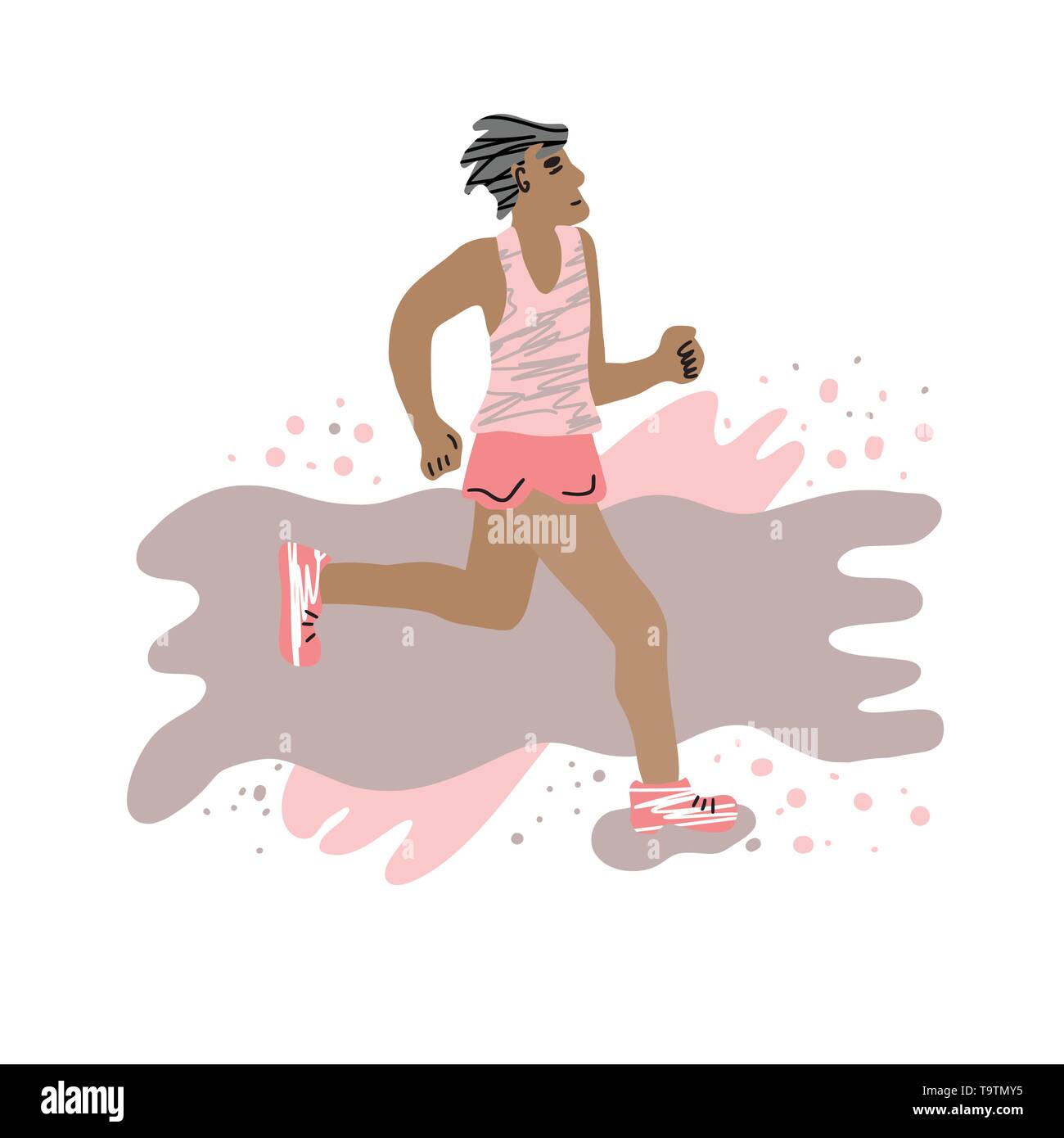 Sportsmet running. Flat runner isolated on white background. Vector ...