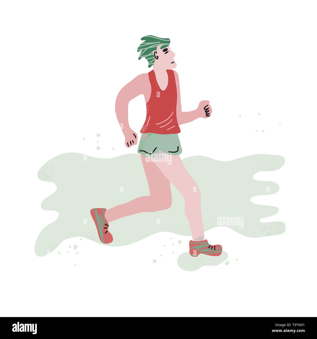 Sportsmet running. Flat runner isolated on white background. Vector ...