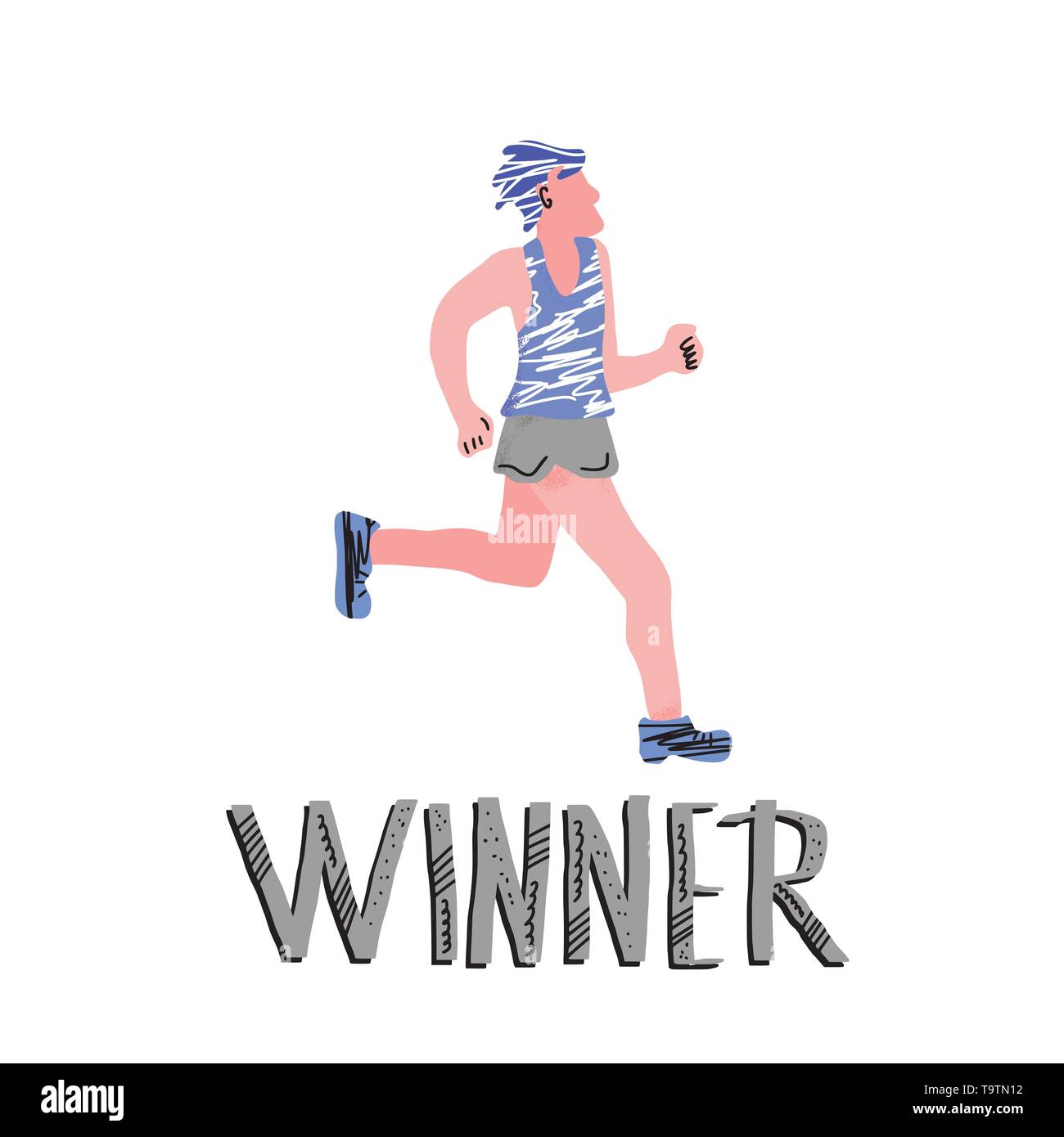Sportsmet running with Winner lettering. Flat runner isolated on white ...