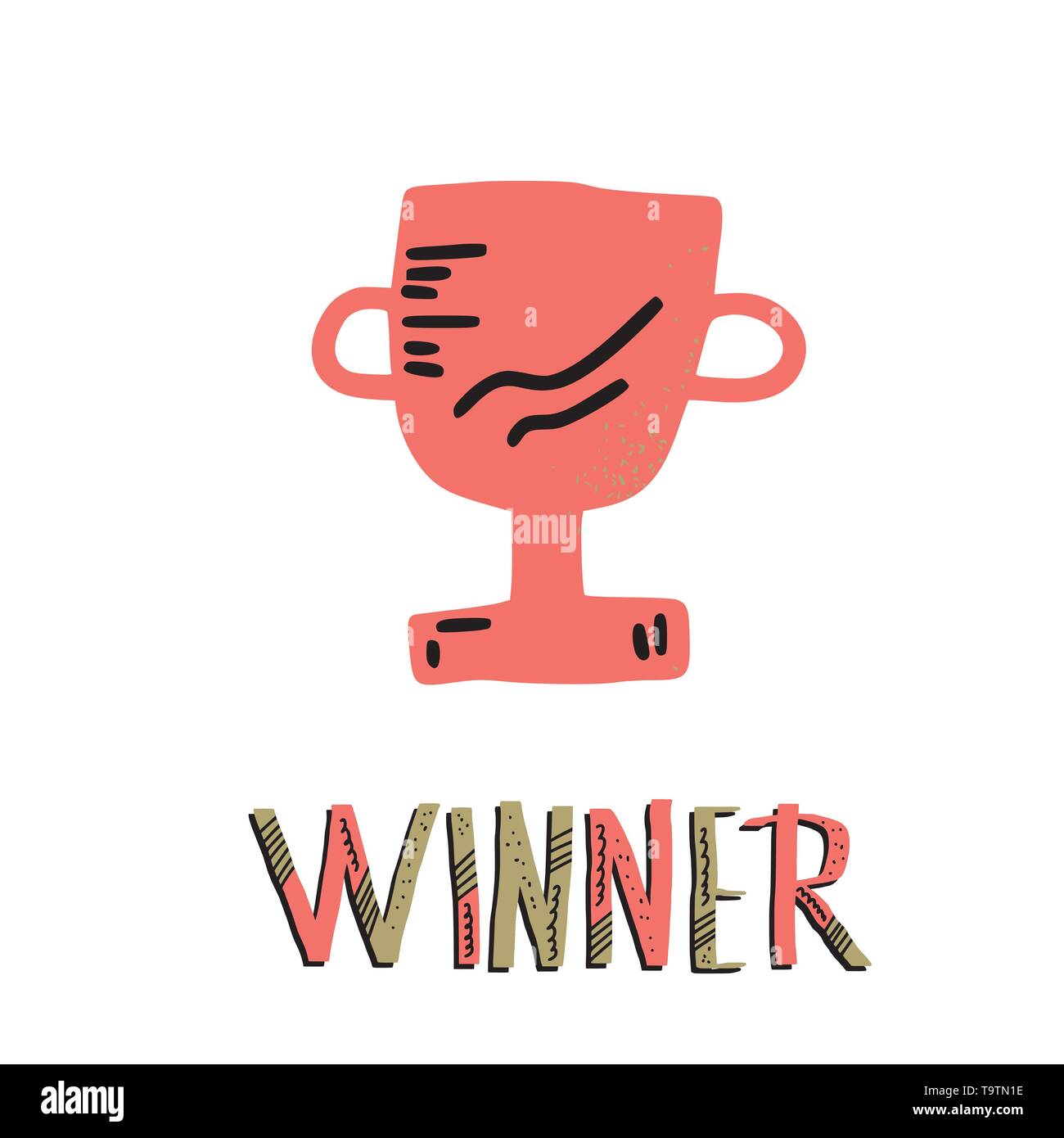 Cup. Trophy with handwritten lettering. Vector illustration Stock ...