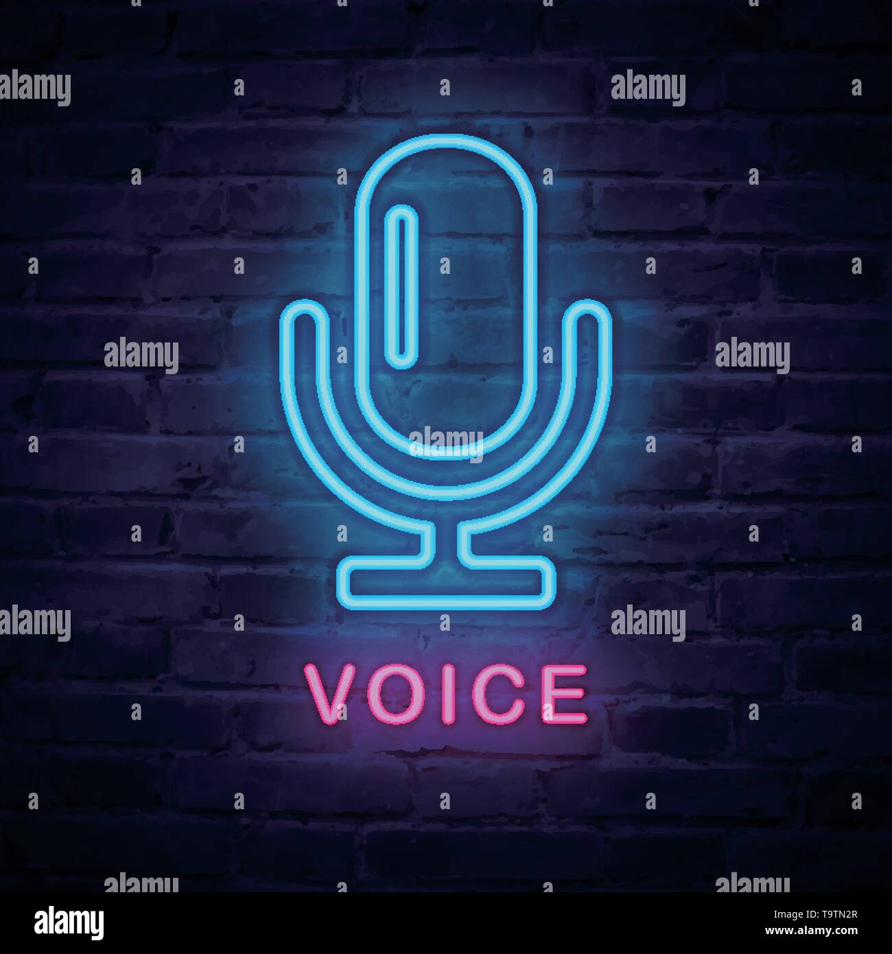 Vector illuminated neon light icon sign voice microphone. Ideal for ...