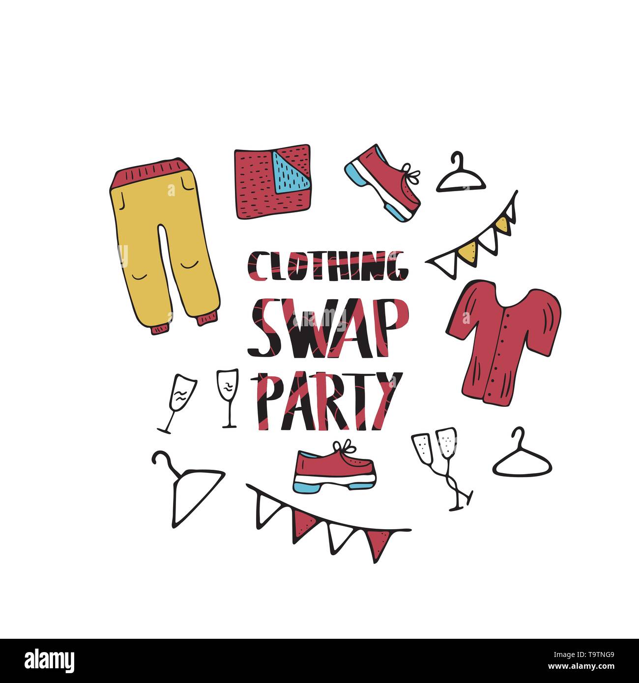 Clothing Swap Party lettering with doodle style decoration. Quote for ...