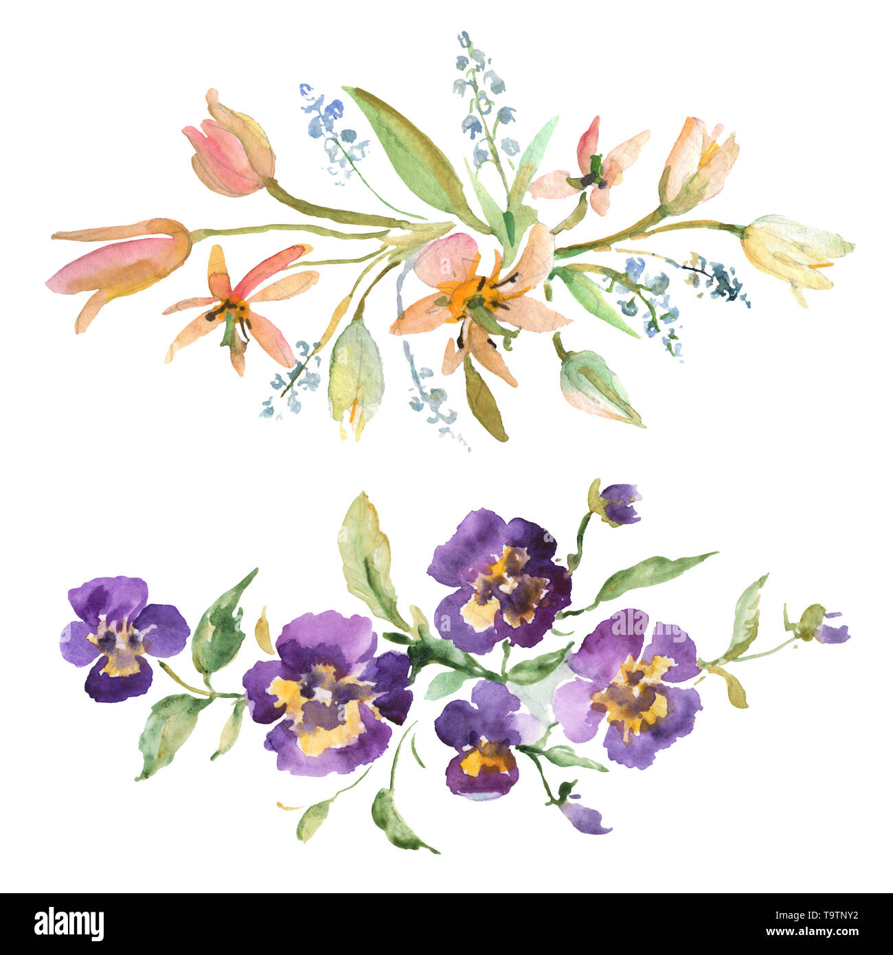 Bouquet floral botanical flowers. Watercolor background illustration ...