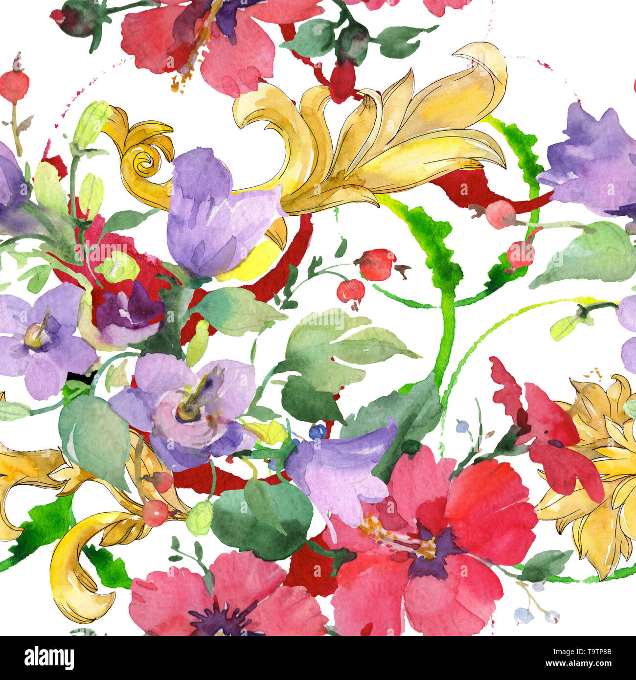 Bouquet floral botanical flowers. Watercolor background illustration ...