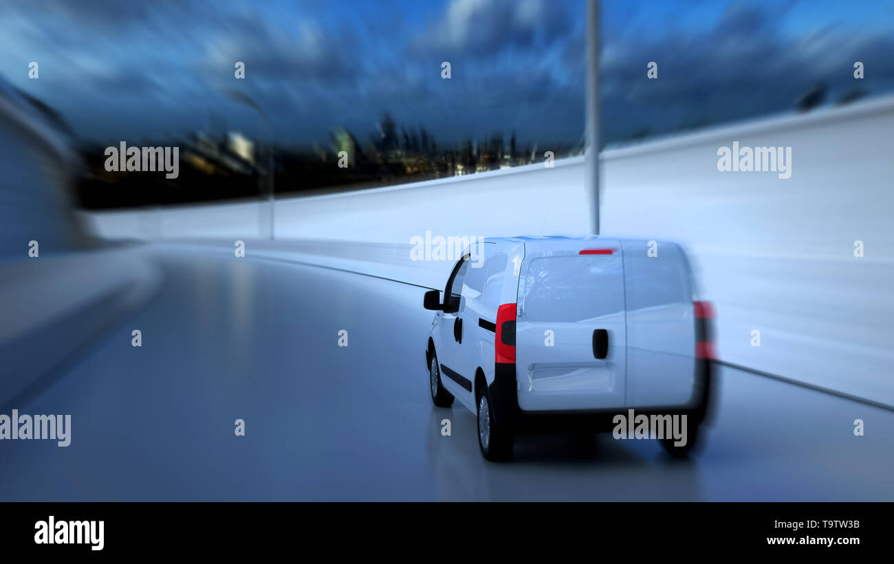 Delivery Van motion blur. Transport and logistic concept. 3D ...