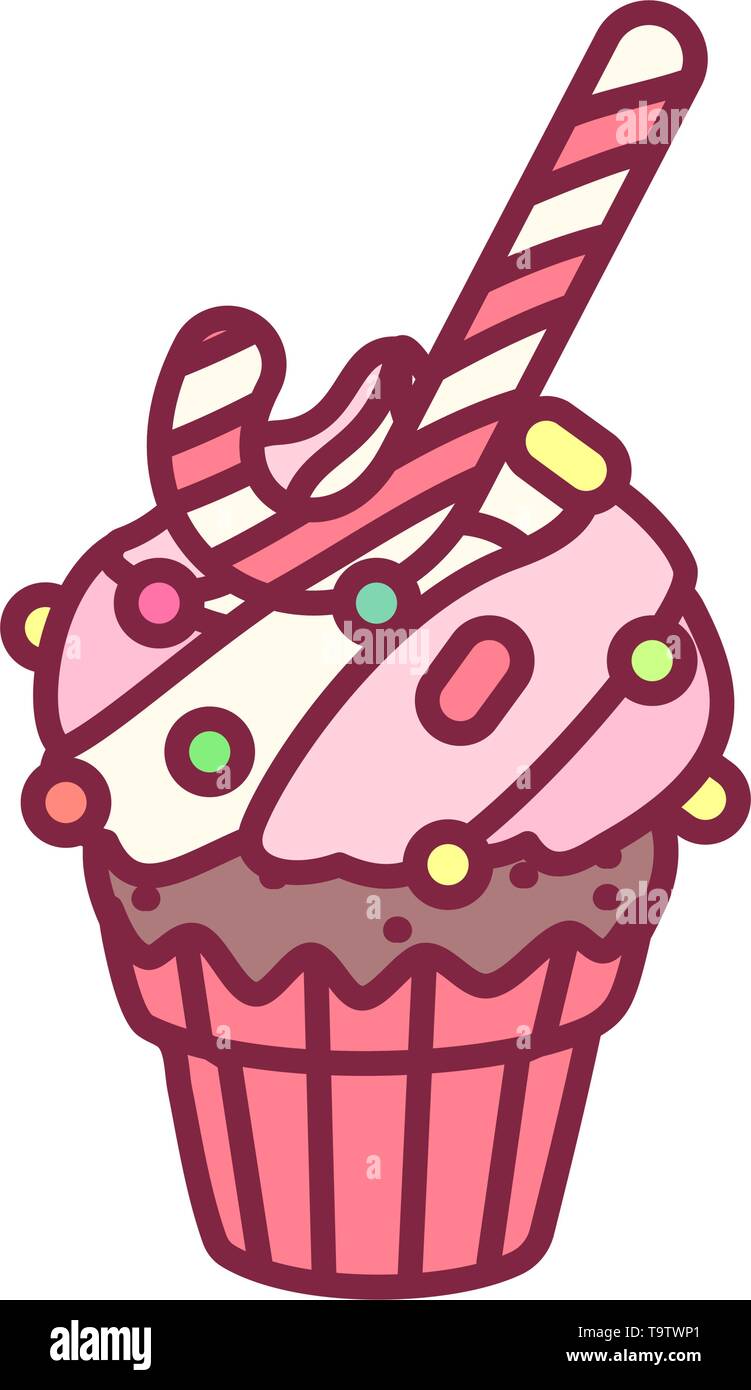 vector cute cupcake sweets, flat clip art Stock Vector Image & Art - Alamy