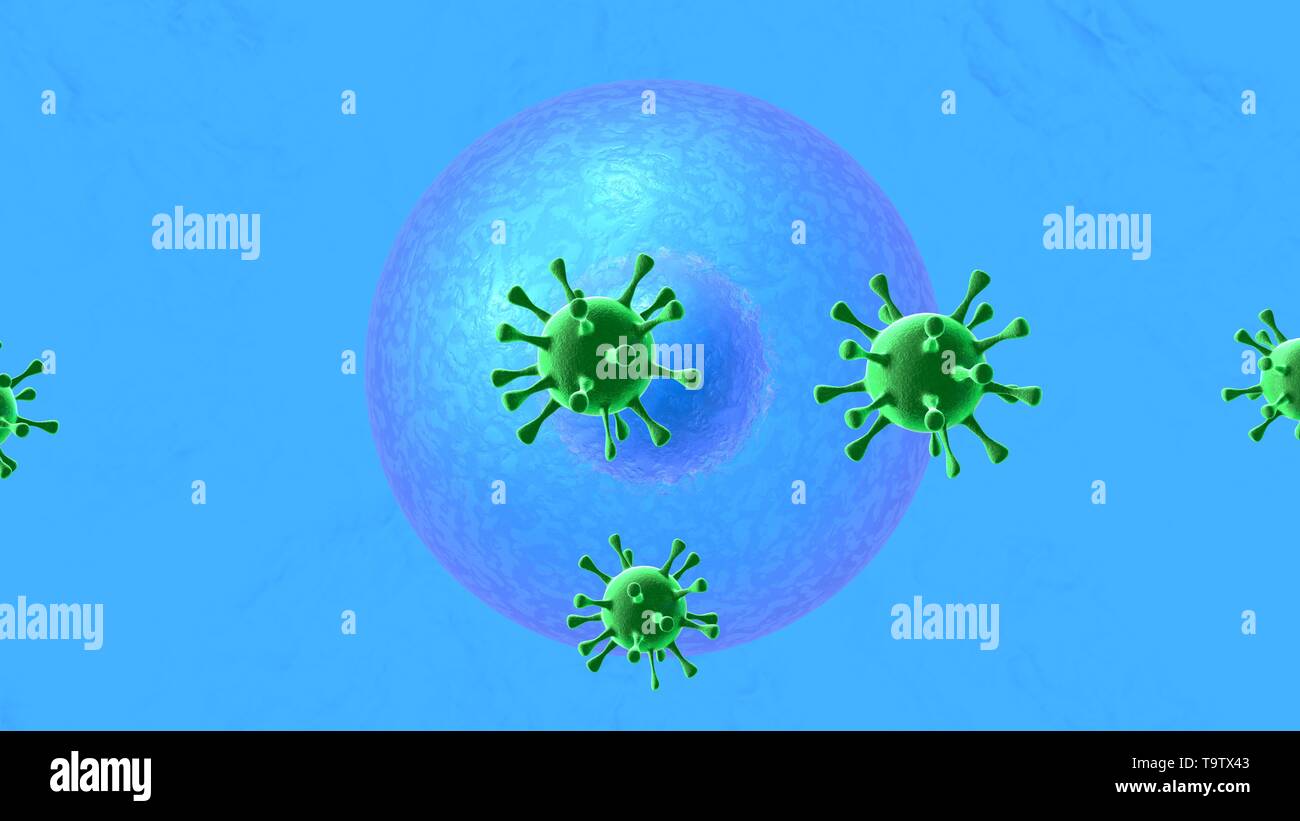 3D illustration of cell infected process by viruses Stock Photo - Alamy