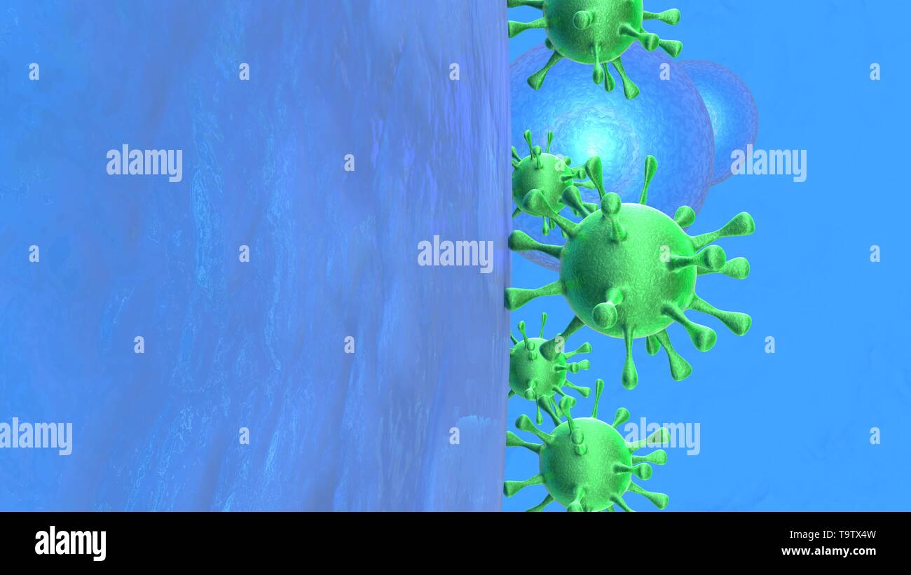 3D illustration of cell infected process by viruses Stock Photo - Alamy