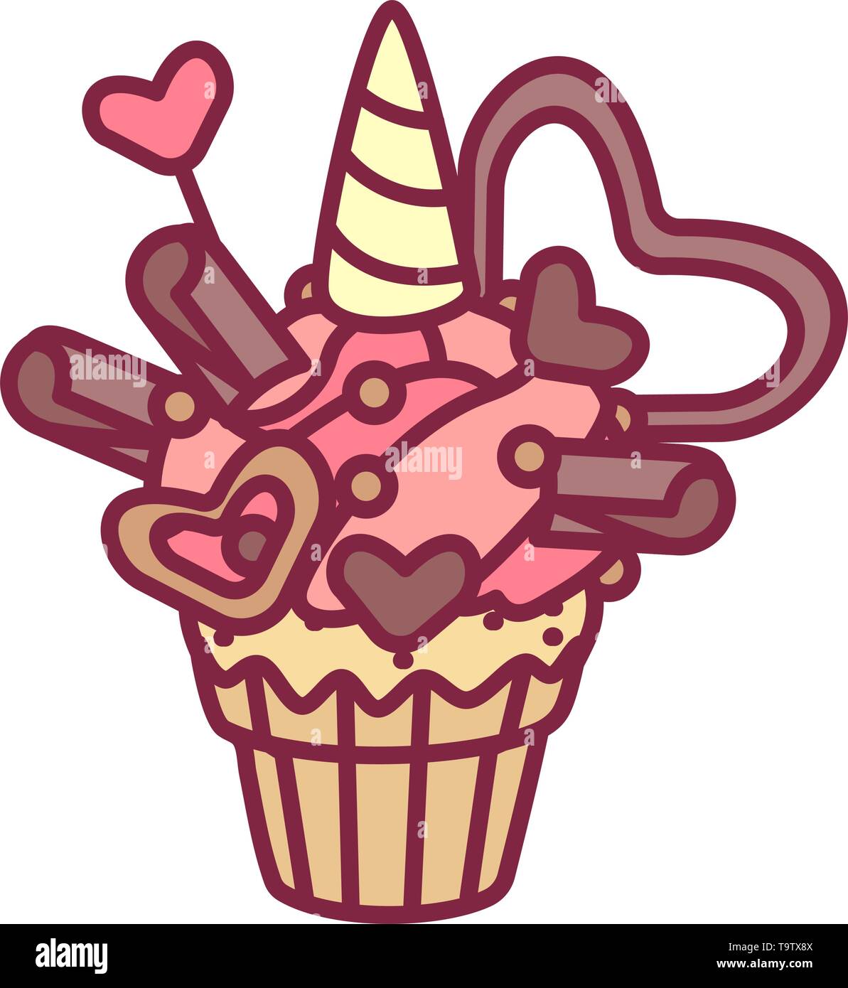 vector cute cupcake sweets, flat clip art Stock Vector Image & Art - Alamy