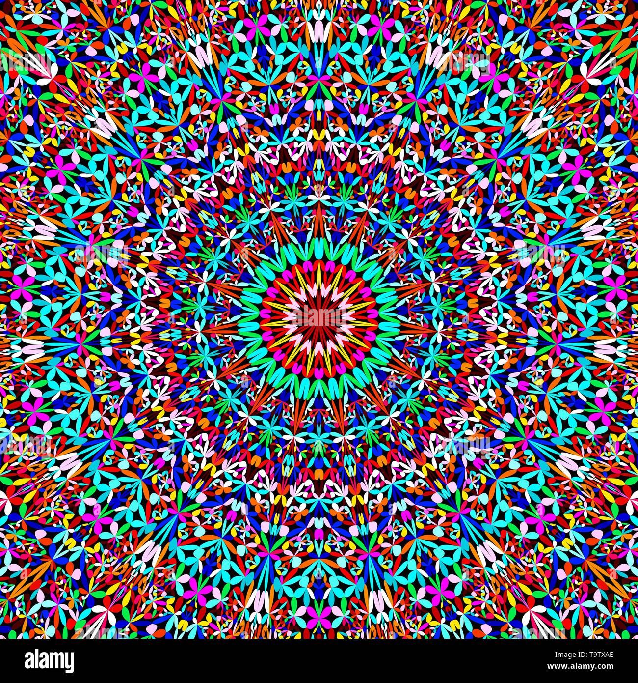 Colorful botanical kaleidoscope mandala pattern wallpaper design Stock ...