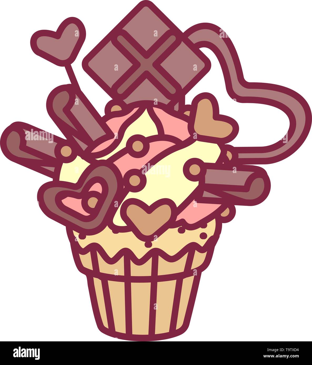 vector cute cupcake sweets, flat clip art Stock Vector Image & Art - Alamy