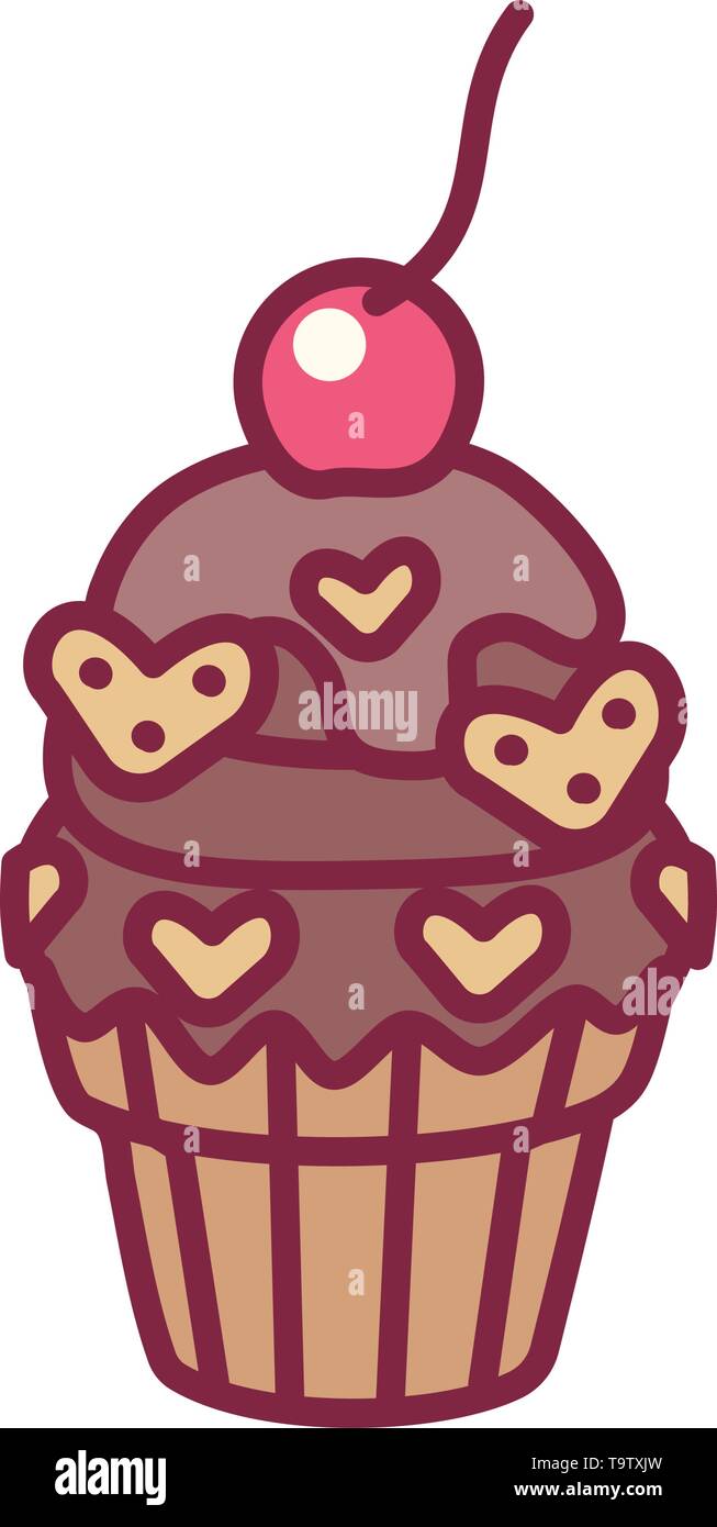 vector cute cupcake sweets, flat clip art Stock Vector Image & Art - Alamy