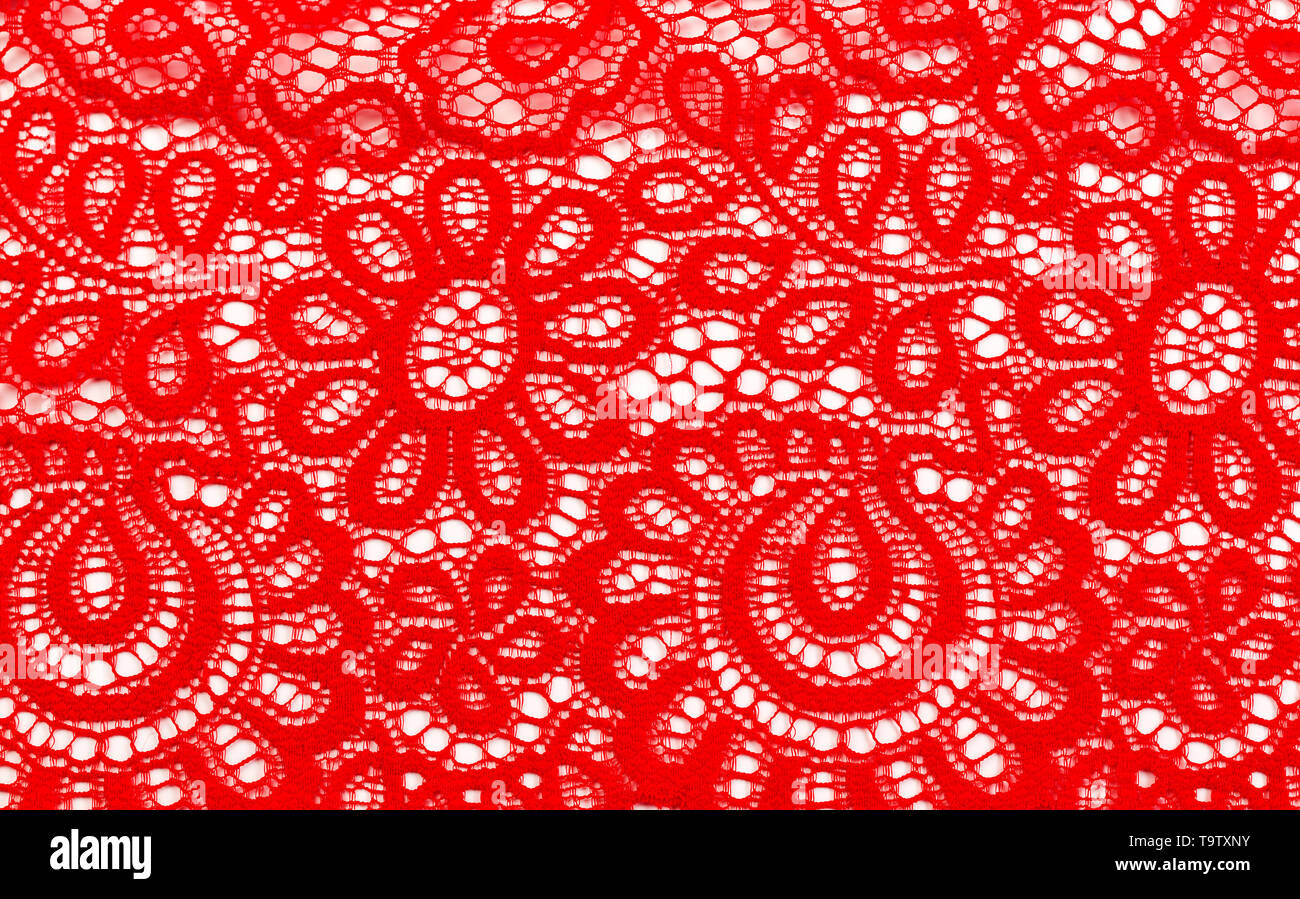 Red lace isolated on white background Stock Photo - Alamy
