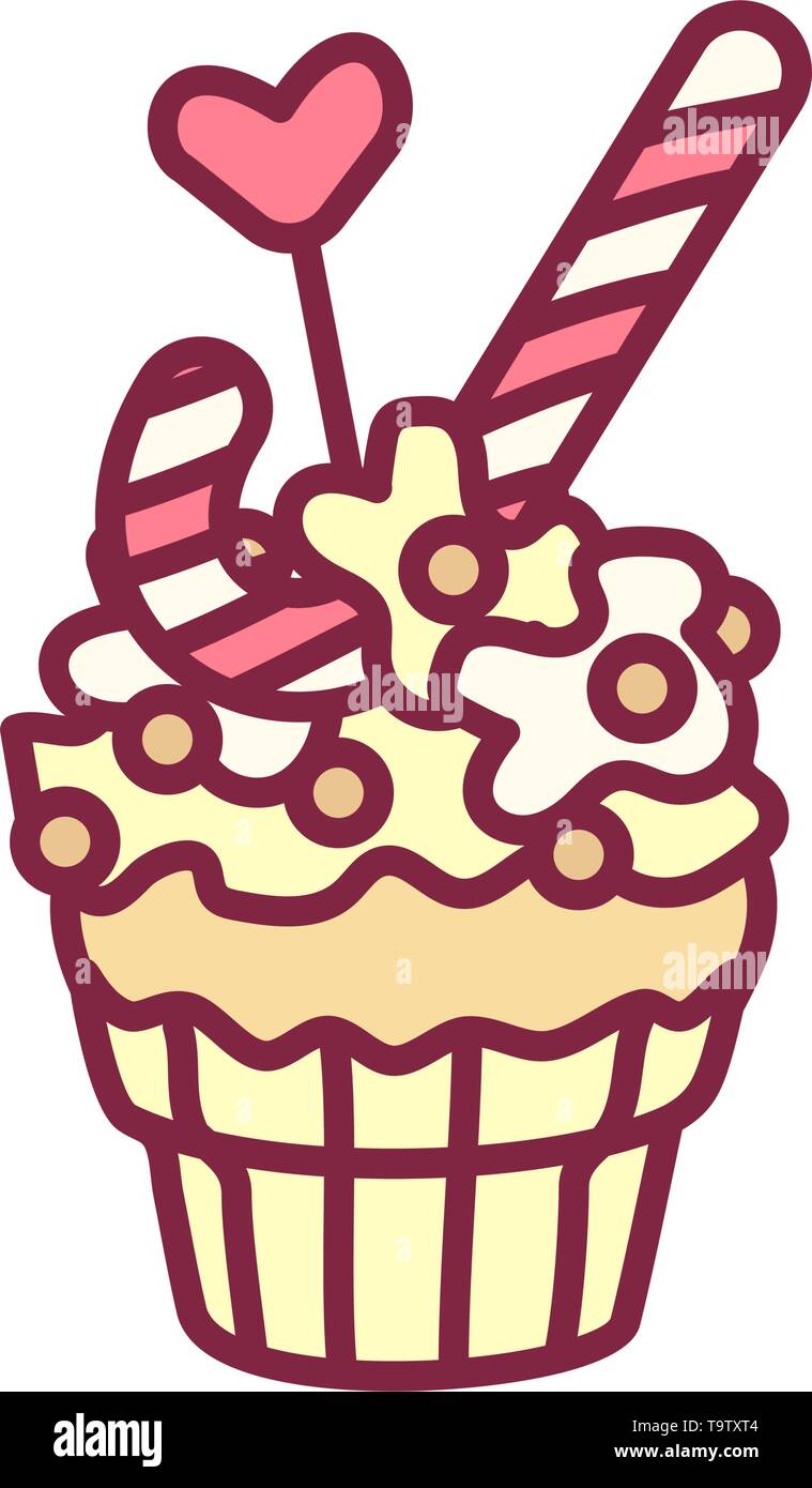 vector cute cupcake sweets, flat clip art Stock Vector Image & Art - Alamy