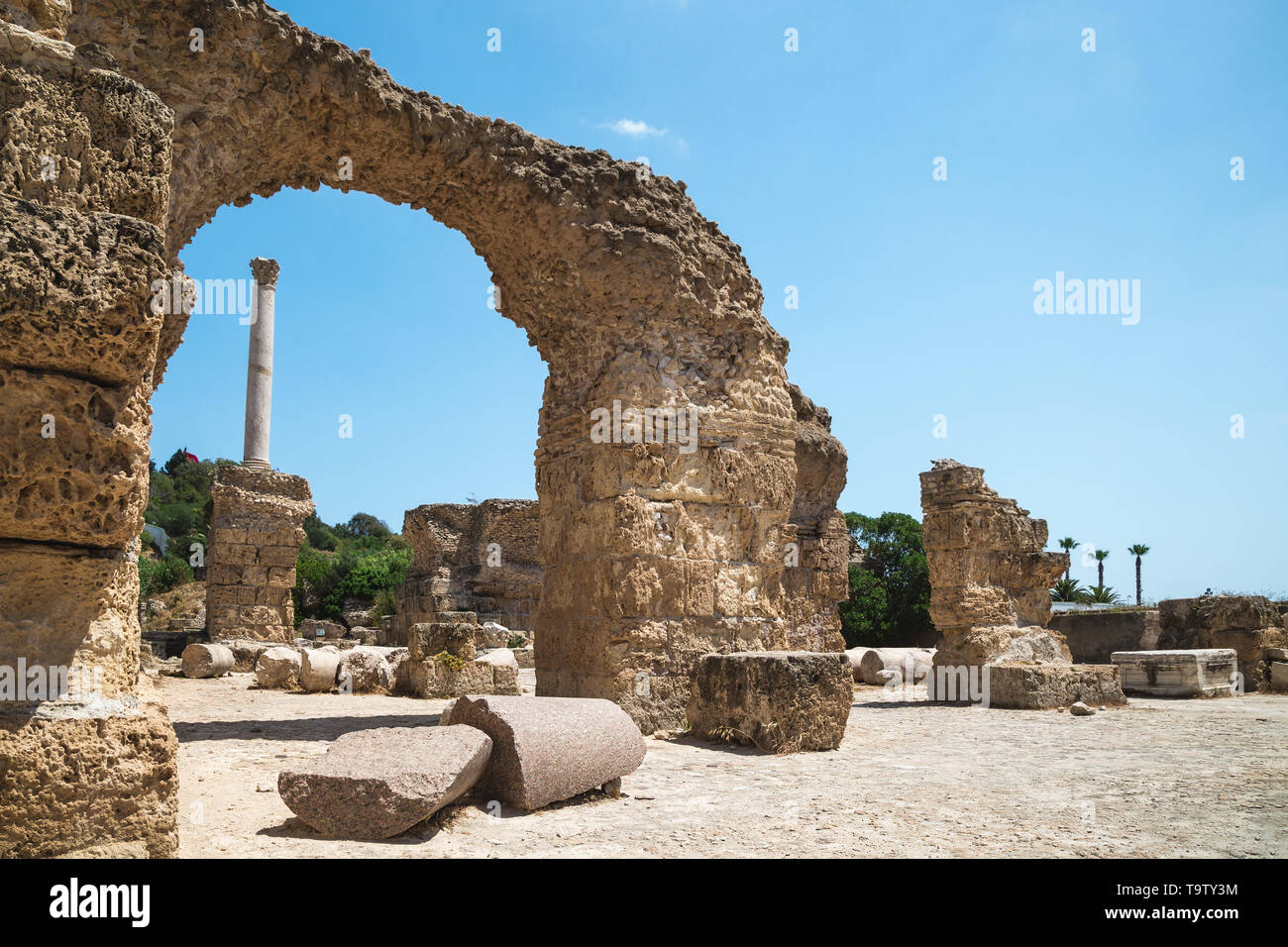 Pillar carthage tunisia old city roman baths hi-res stock photography ...