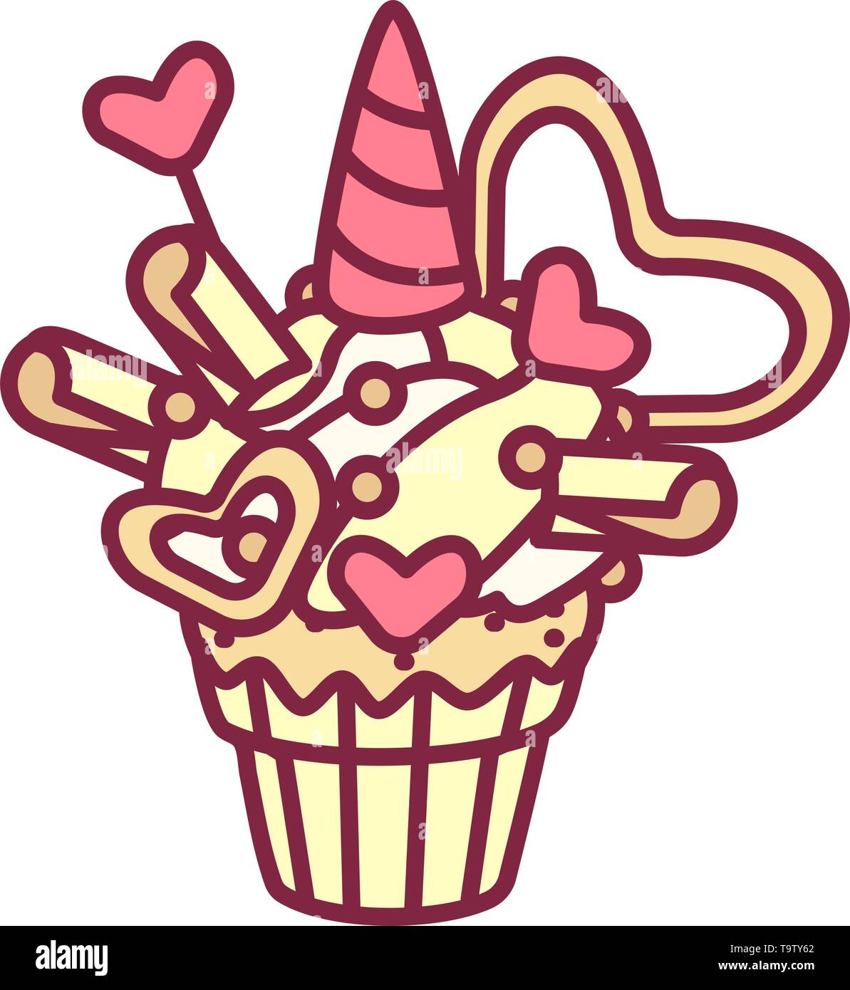 vector cute cupcake sweets, flat clip art Stock Vector Image & Art - Alamy