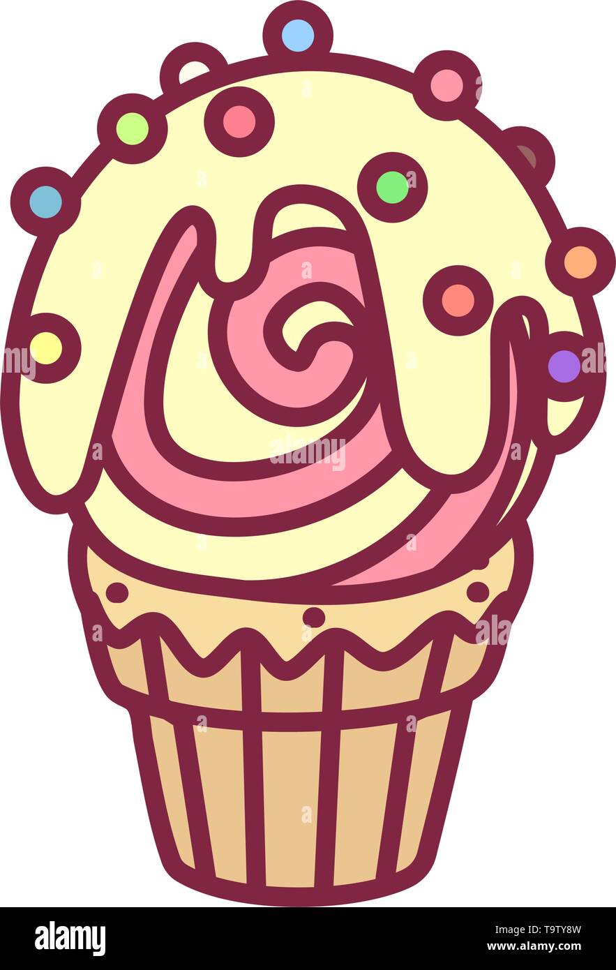 vector cute cupcake sweets, flat clip art Stock Vector Image & Art - Alamy