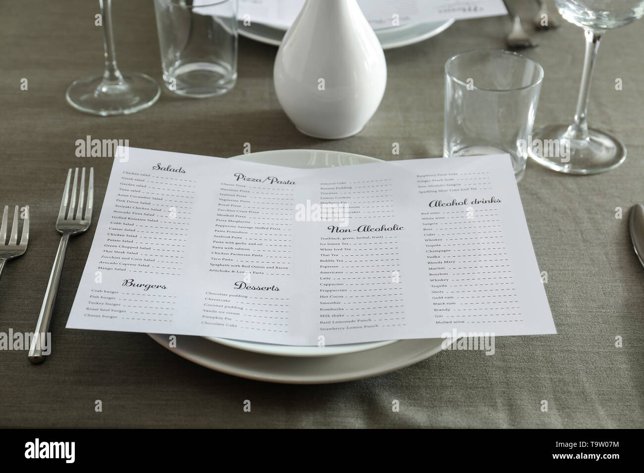 Served restaurant table menu hi-res stock photography and images - Alamy