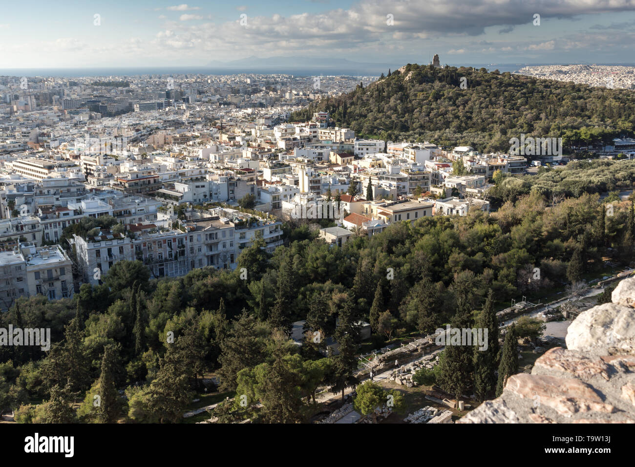 Panoramic view of city of Athens from Acropolis, Attica, Greece Stock ...