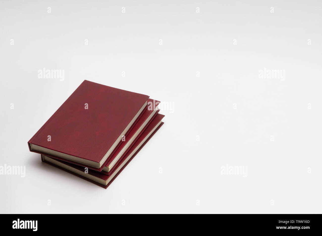 books with red cover on white background, isolated. back to school ...