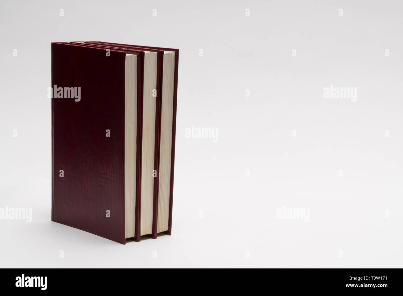 books with red cover on white background, isolated. back to school ...