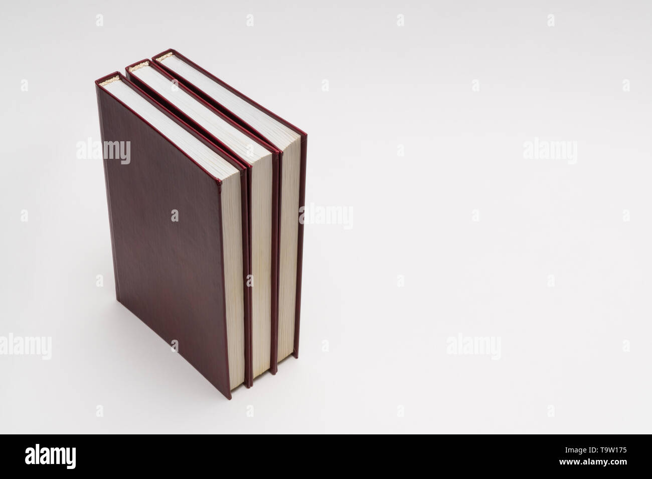 books with red cover on white background, isolated. back to school ...