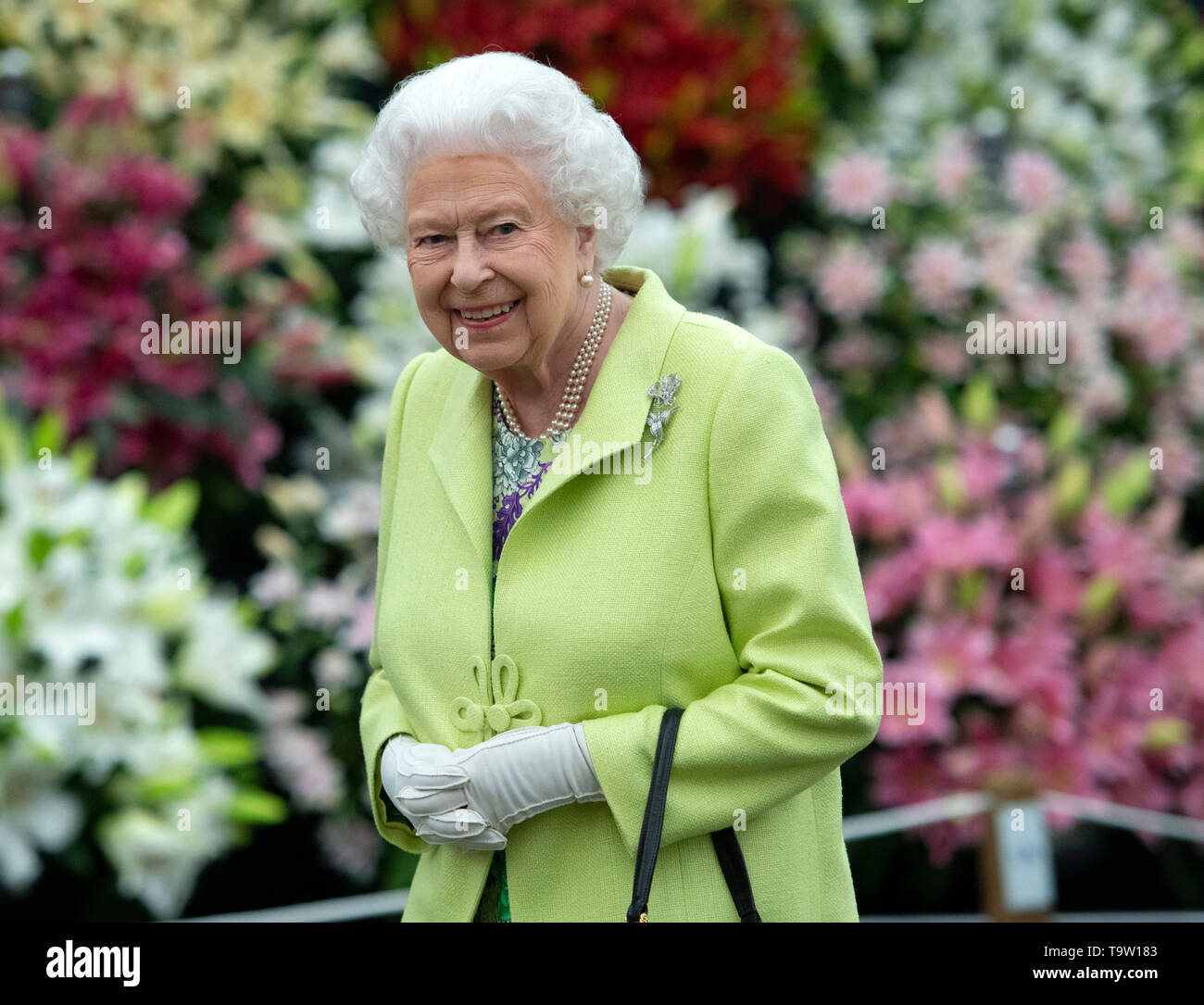 Queen Elizabeth II during her visit to the RHS Chelsea Flower Show at ...